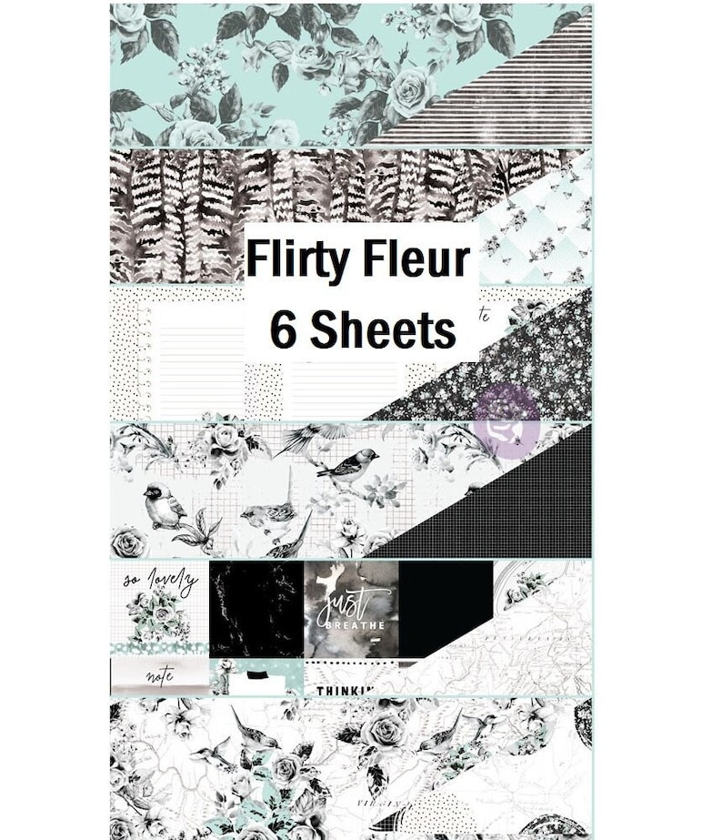 6 Sheets - Flirty Fleur - Prima 12x12 Paper Set With Foil Double-sided ...