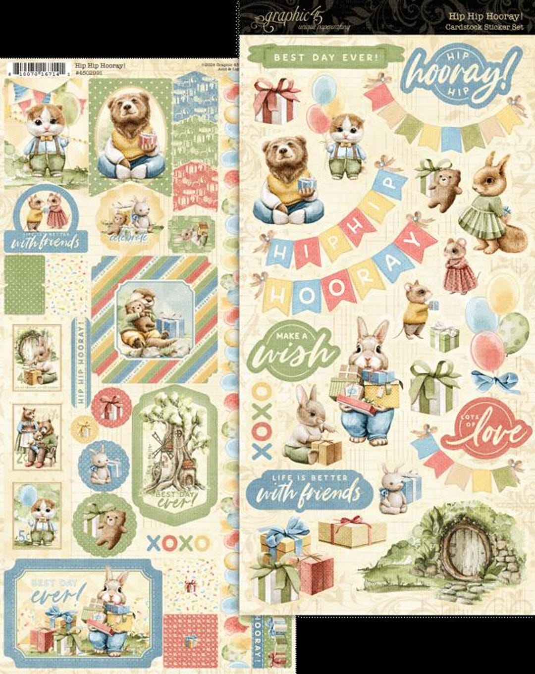 Graphic 45 - Hip Hip Hooray Cardstock Stickers Birthday Party Tags ...