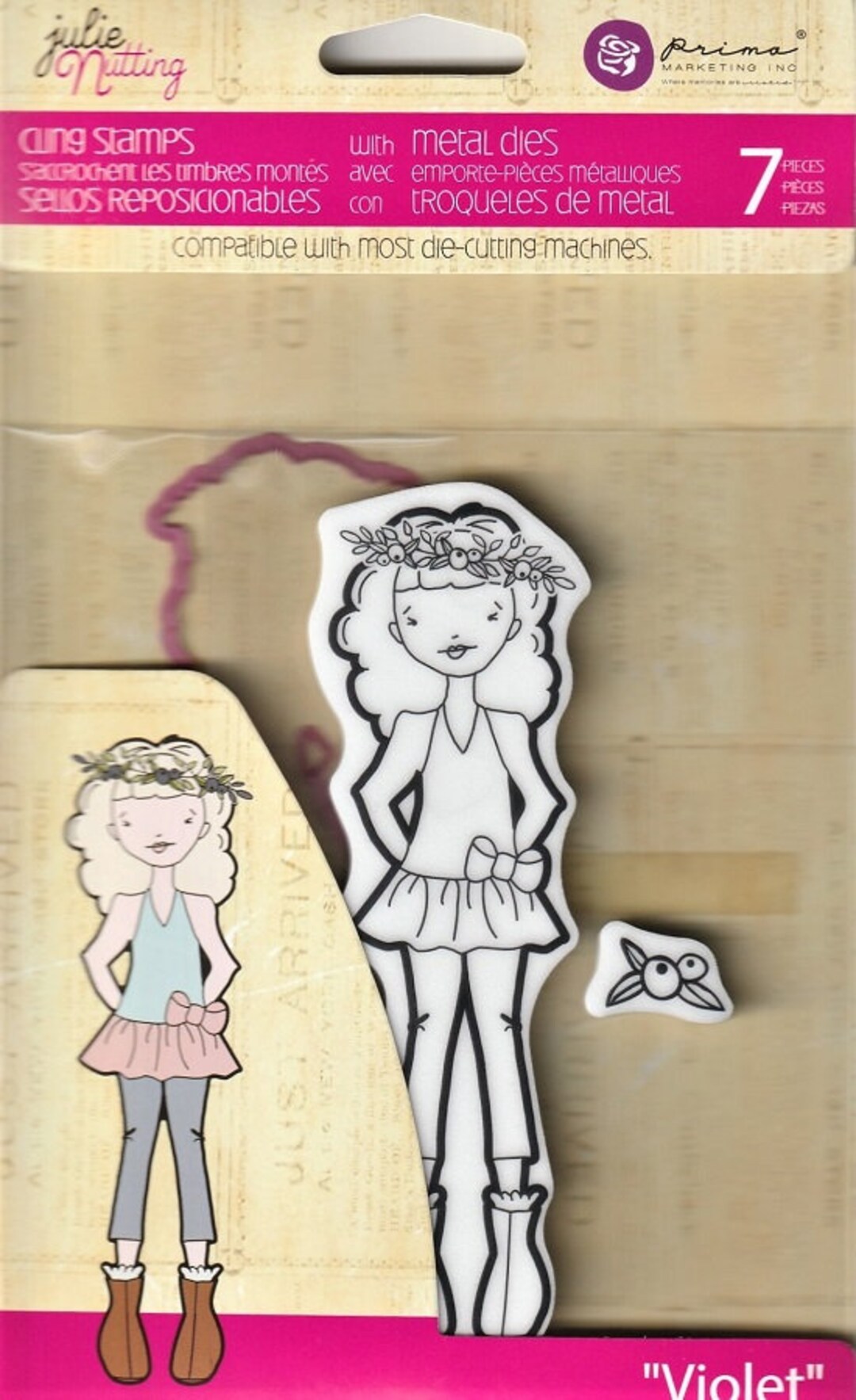 Prima Julie Nutting "violet" Stamps & Dies Set Scrapbook Cards Planner ...