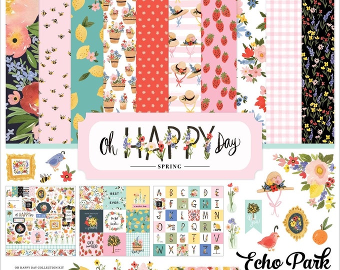 Echo Park - Oh Happy Day Spring 12x12 Collection Kit Scrapbook Flowers ...