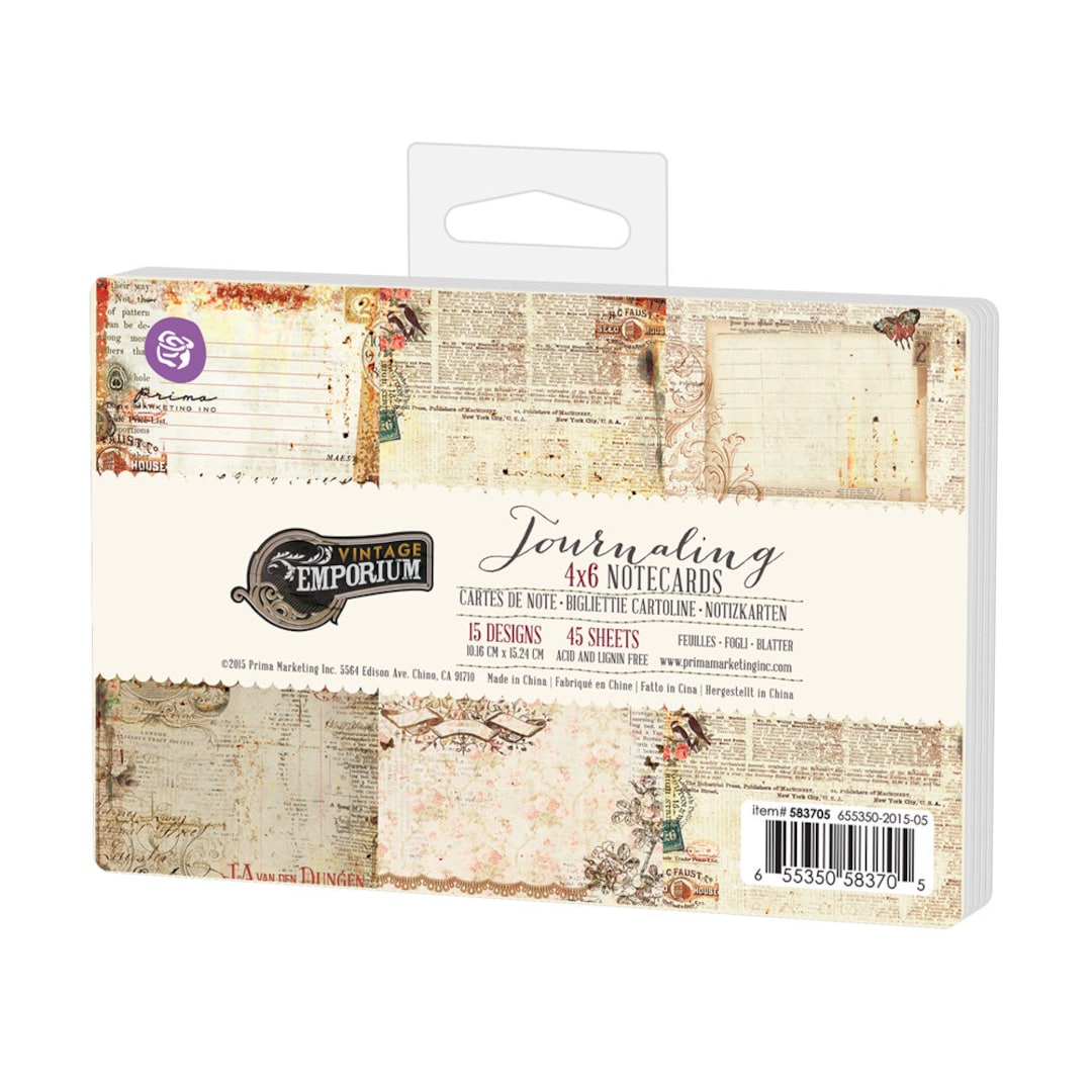 Prima Marketing Vintage Emporium 4x6 Journaling Notecards 45 Sheets ...