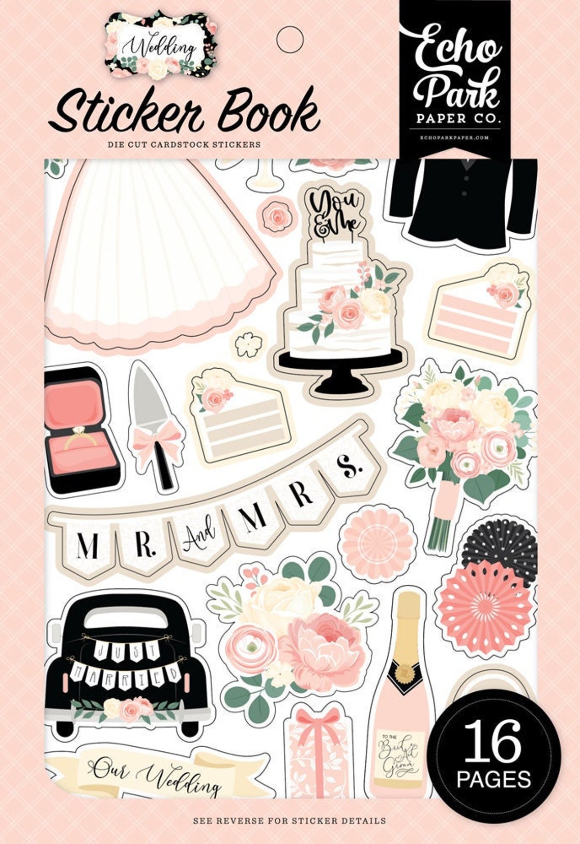 Echo Park - Wedding - Sticker Book - Die Cut Cardstock Stickers 16 ...