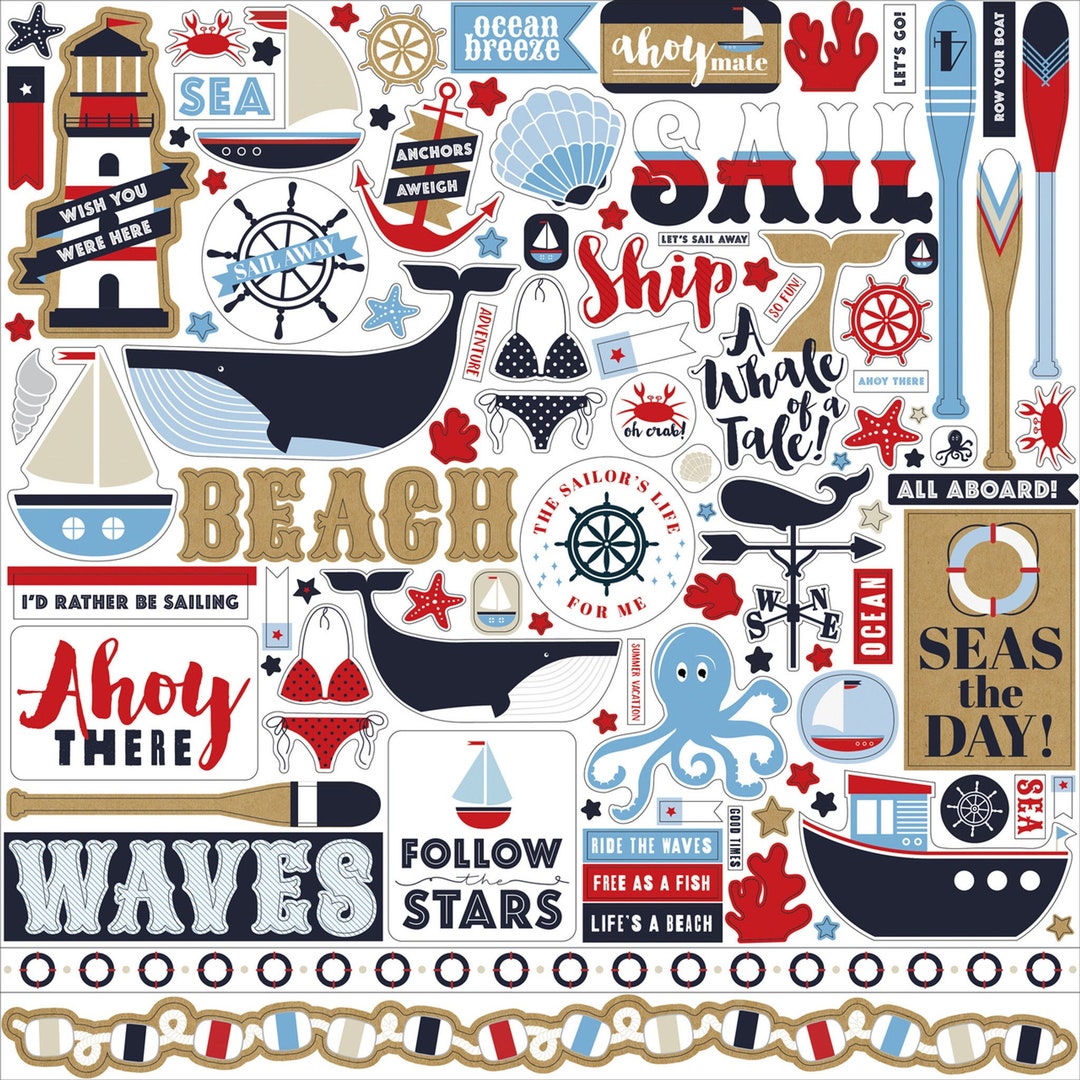 Deep Blue Sea - 12x12 Element Sticker Sheet - Carta Bella Nautical ...