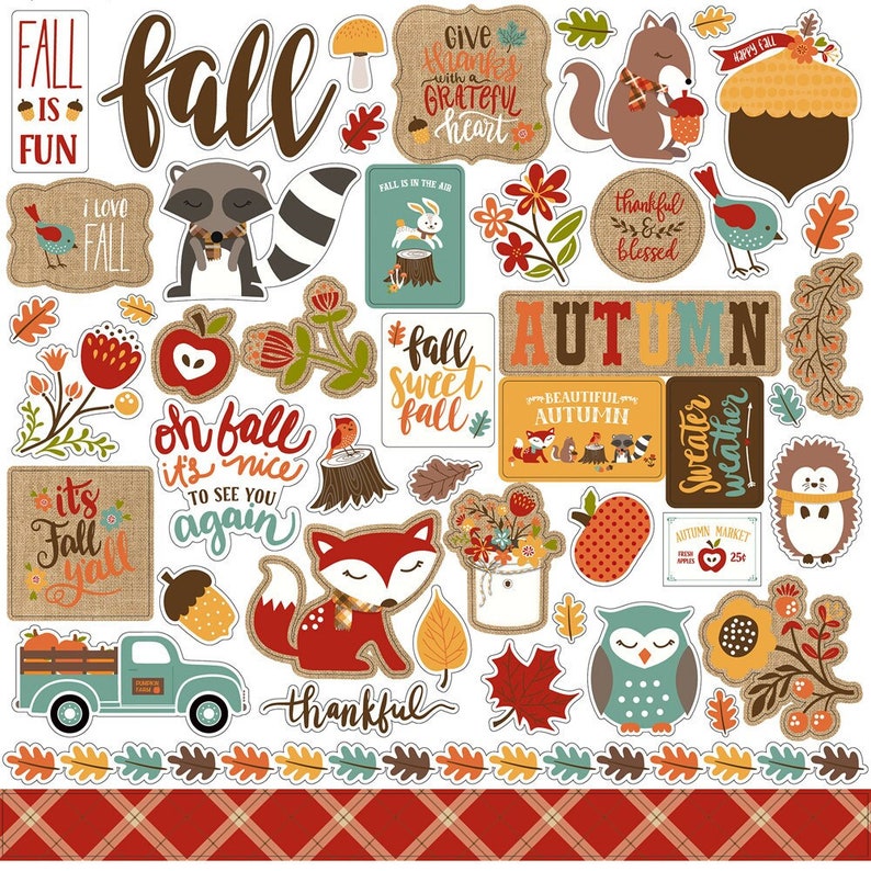 Celebrate Autumn - 12x12 Element Sticker Sheet - Echo Park Fall Family ...