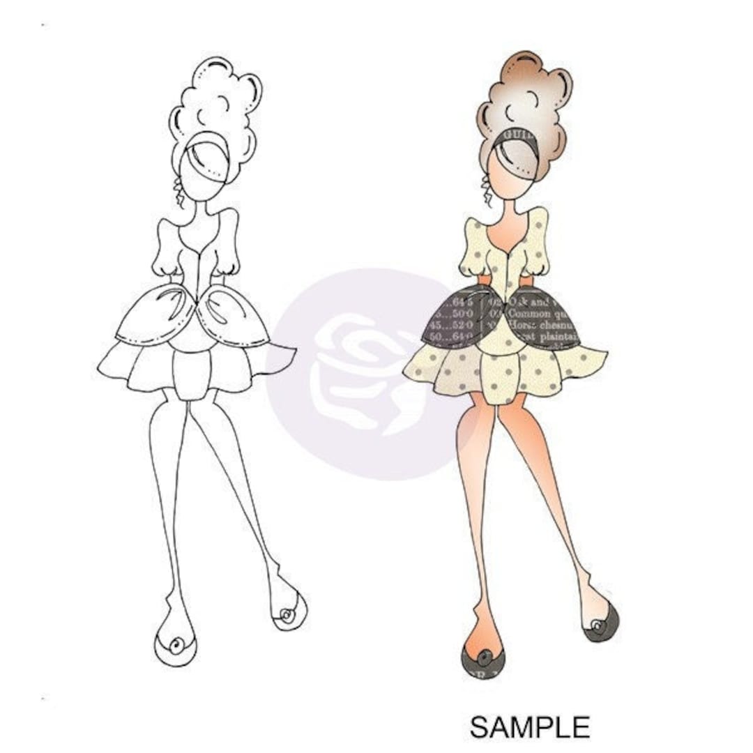 JULIE NUTTING mindy Doll Cling Stamp 3x8 Prima Marketing Scrapbook ...