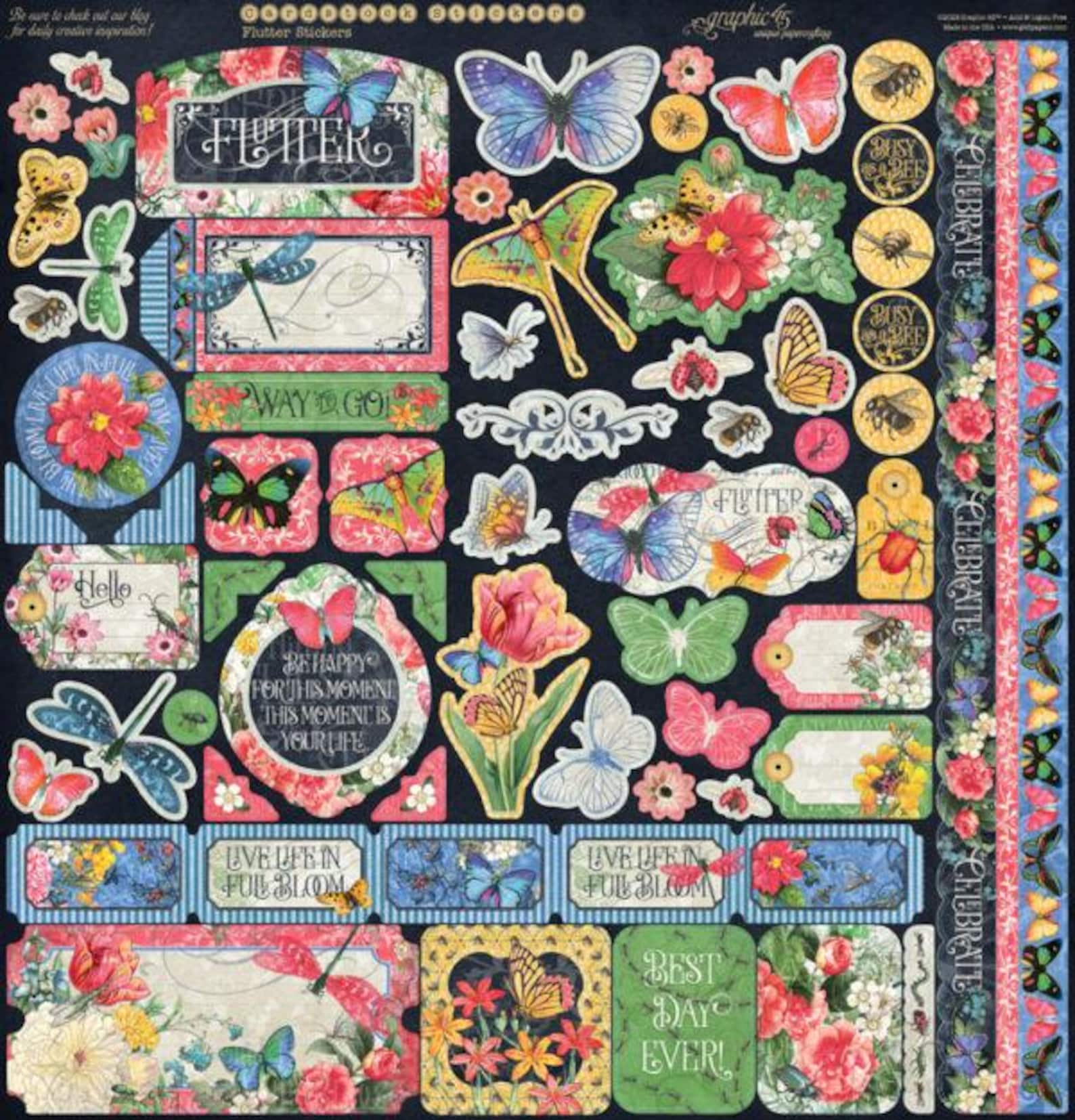 Graphic 45 - Flutter - Keepsake Edition Stickers Set Scrapbook Garden ...