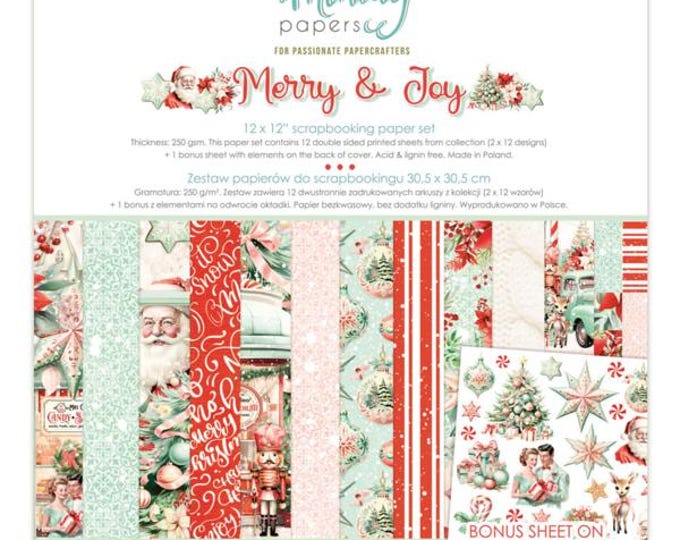 Merry & Joy 12x12 Paper Set - Mintay Papers - Scrapbook Papers + Bonus ...