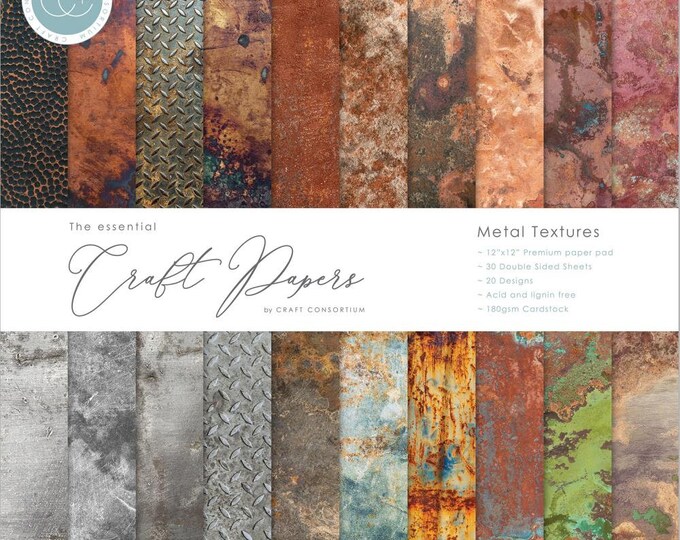 Metal Textures - 12x12 Paper Pad - Craft Consortium - Double Sided 30 ...