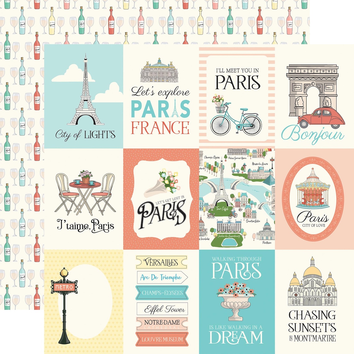 Carta Bella - Paris 12x12 Collection Kit Scrapbook Papers + Stickers ...