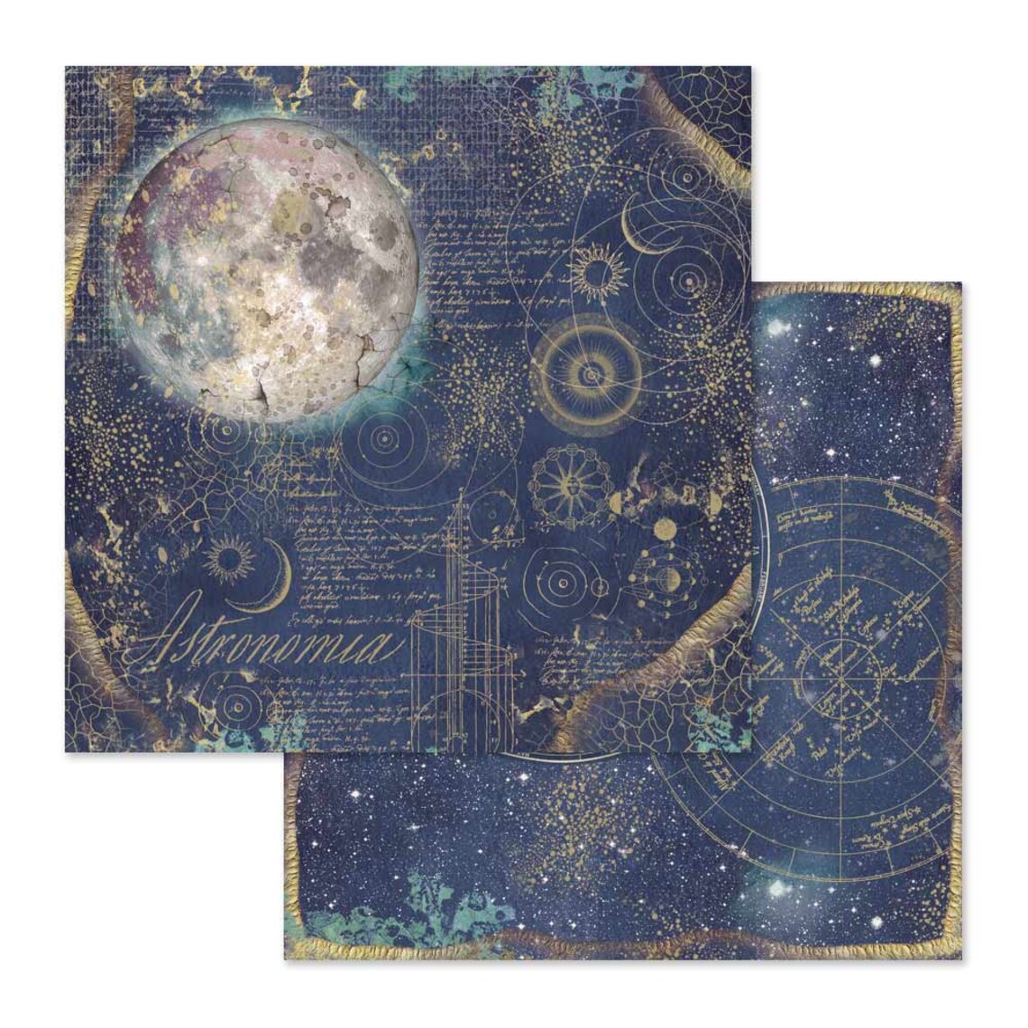 Stamperia - Cosmos - 12x12 Paper Pad 10 Double Sided Sheets Moon Stars ...