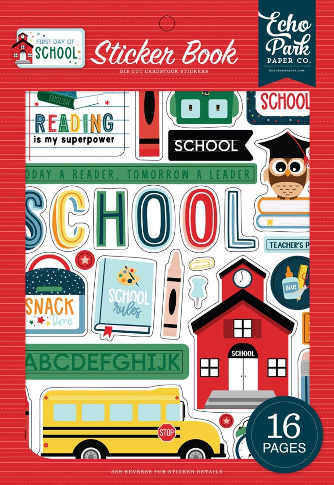 Echo Park - First Day of School - Sticker Book - Die Cut Cardstock ...