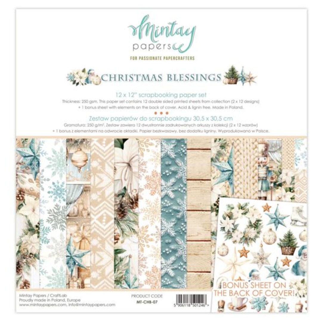 Christmas Blessings 12x12 Paper Set - Mintay Papers - Scrapbook Papers ...