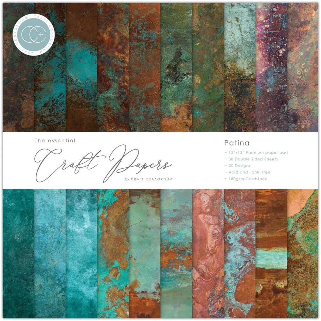 Patina - 12x12 Paper Pad - Craft Consortium - Double Sided 30 Sheets 20 ...