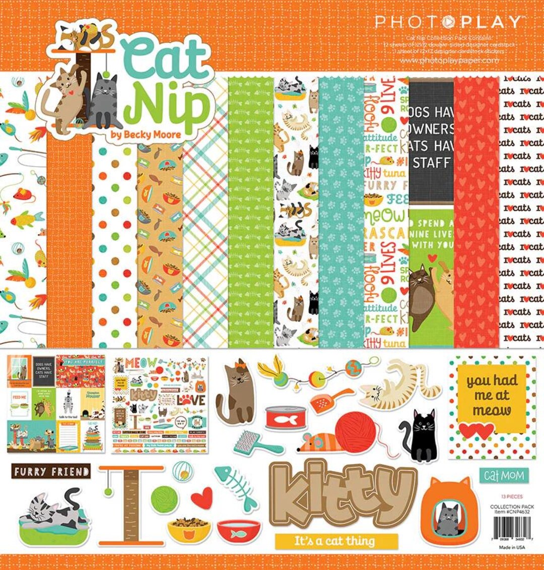 Photoplay Paper Cat Nip 12x12 Collection Pack Scrapbook Kit Papers ...