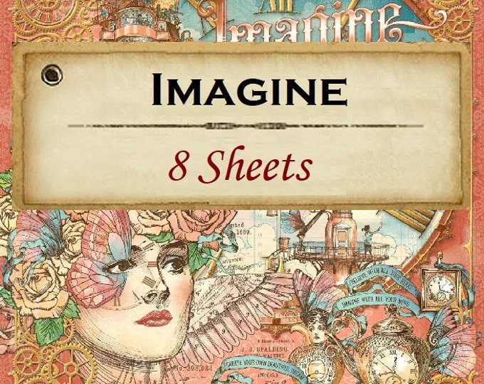 8 Sheets Graphic 45 - Imagine - 12x12 Paper Collection 8 Designs Mixed ...
