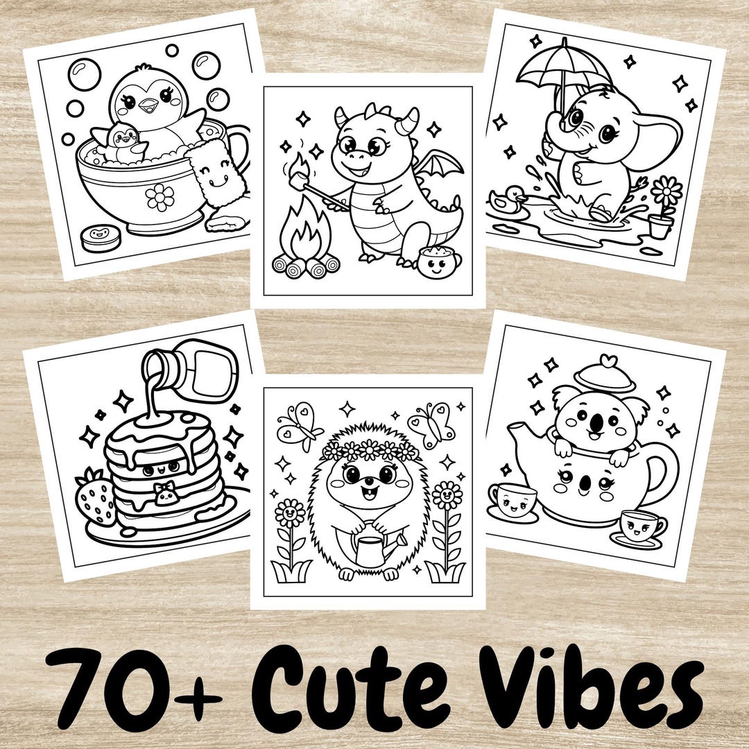 Bold & Easy Coloring Book, Cute Vibes Coloring Pages, Cute Groovy Bold ...