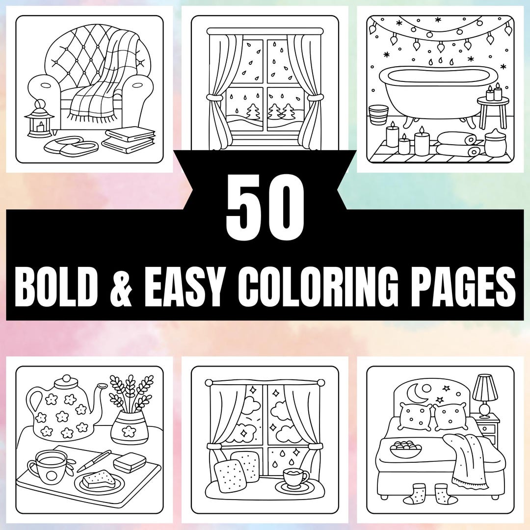 Bold and Easy Coloring Book, Cozy Routine Coloring Pages, Cozy Coloring ...
