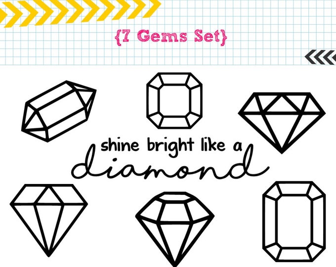 7 Gems SVG DXF Set - Etsy