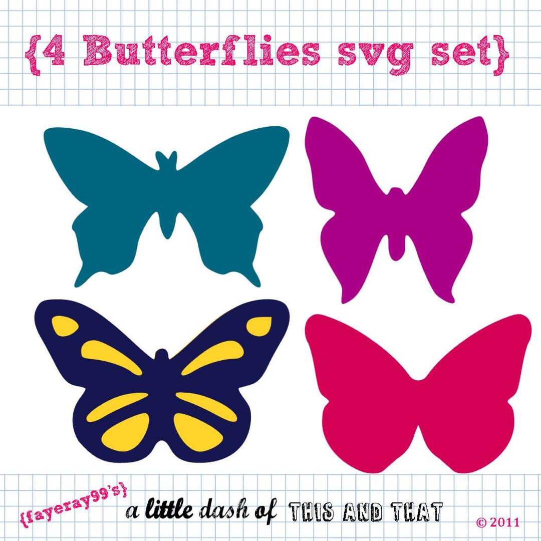 4 Butterfly SVG DXF Set - Etsy