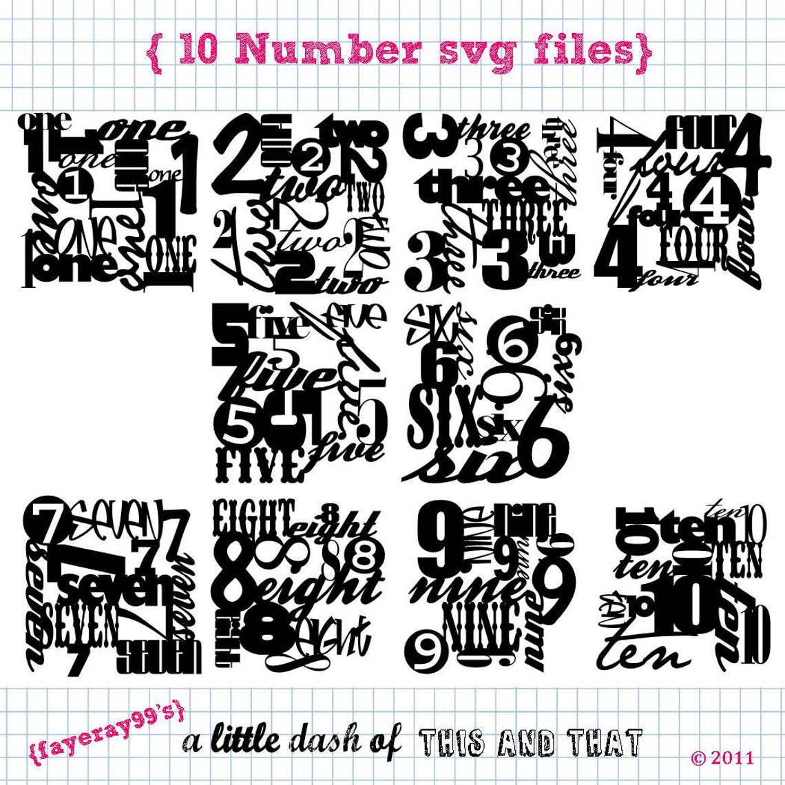 1-10 Number SVG DXF Set - Etsy