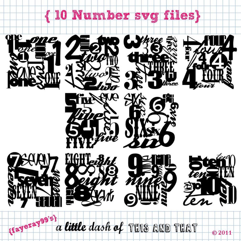 1-10 Number SVG DXF Set - Etsy