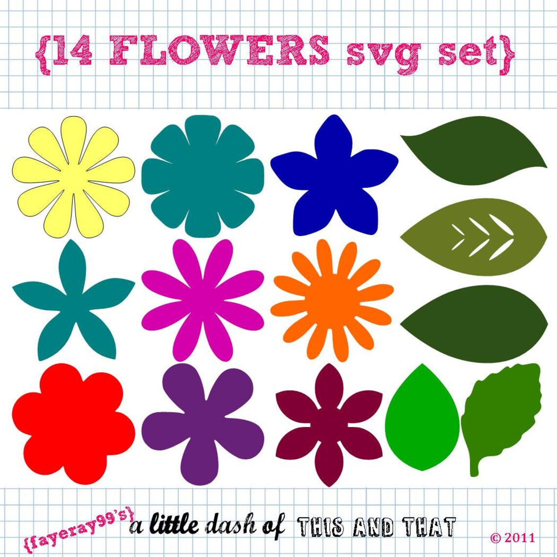 14 Flower and Leaf SVG DXF Set - Etsy