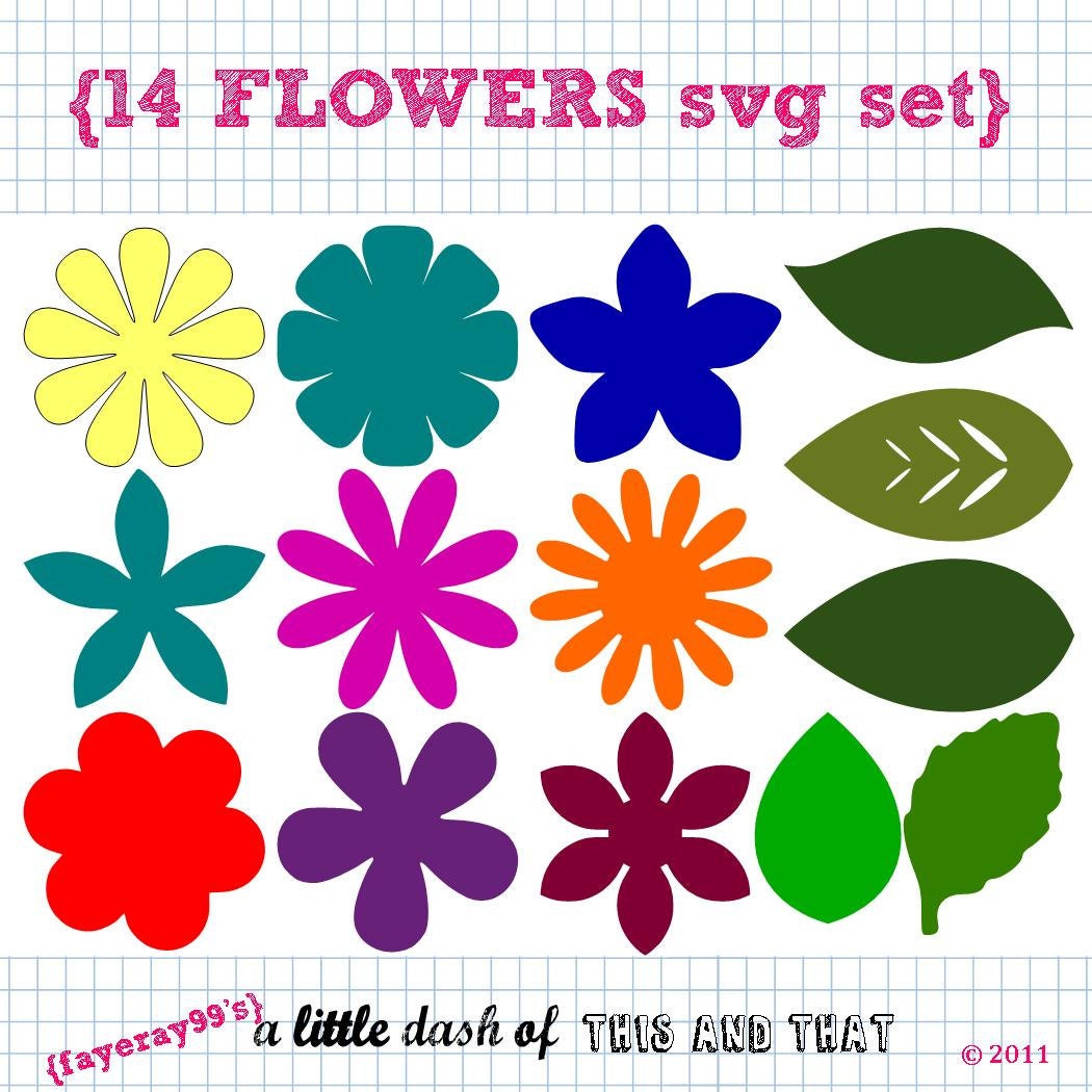14 Flower and Leaf SVG DXF Set - Etsy