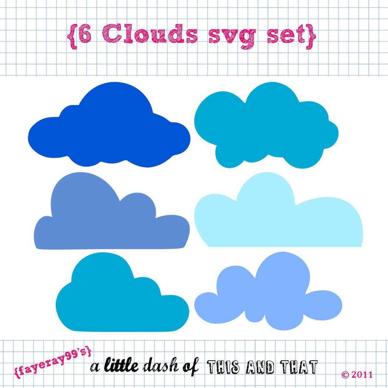 6 Cloud SVG DXF Set - Etsy