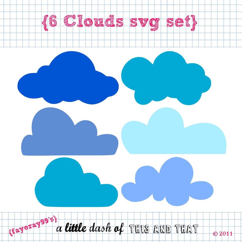6 Cloud SVG DXF Set - Etsy
