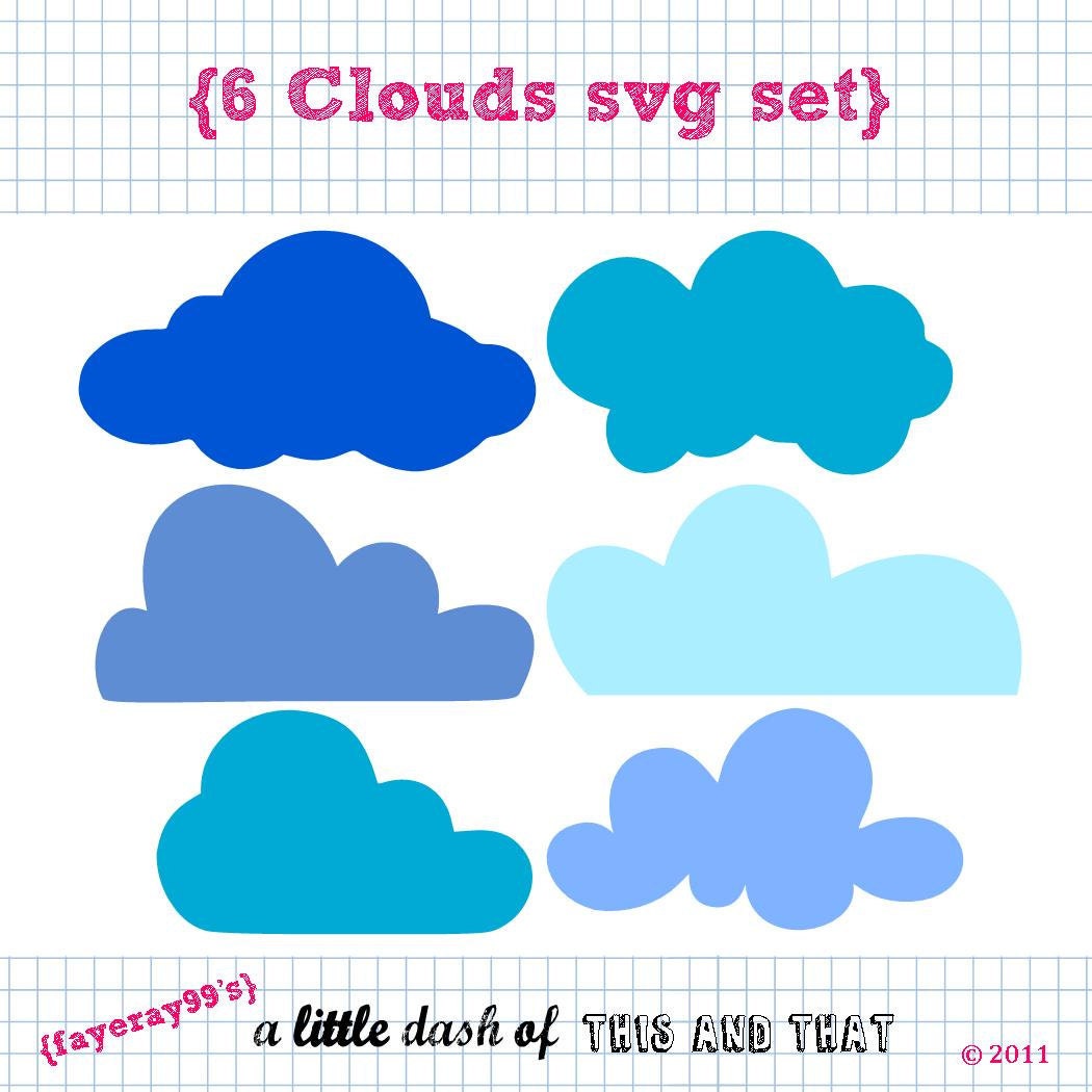 6 Cloud SVG DXF Set - Etsy