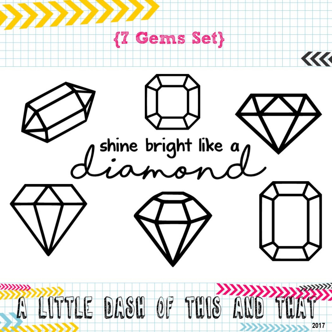 7 Gems SVG DXF Set - Etsy