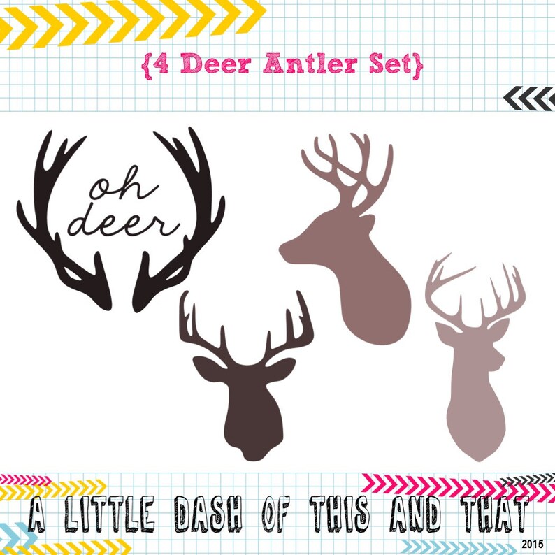 4 Deer Antler SVG DXF Set - Etsy