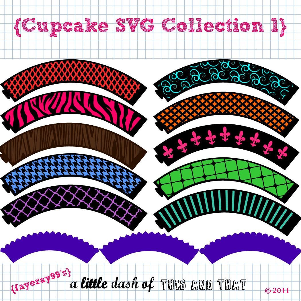 Cupcake Wrapper SVG DXF Collection 1 - Etsy