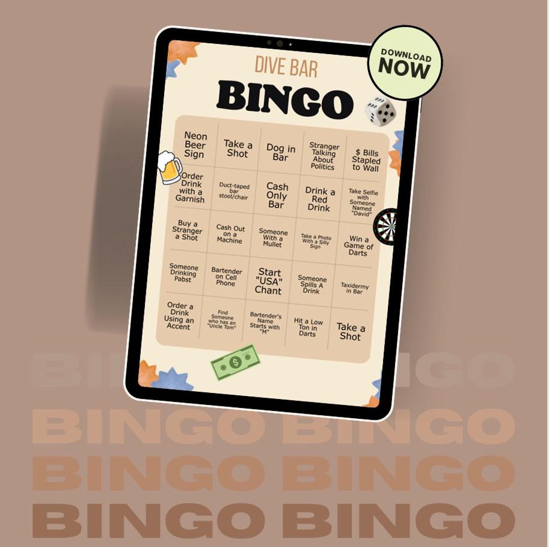 Dive Bar Bingo Game – Printable Party Game - Etsy