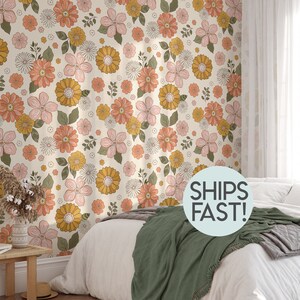 Groovy Floral Wallpaper, Sunshine Garden Flower, Peel Stick Unpasted ...