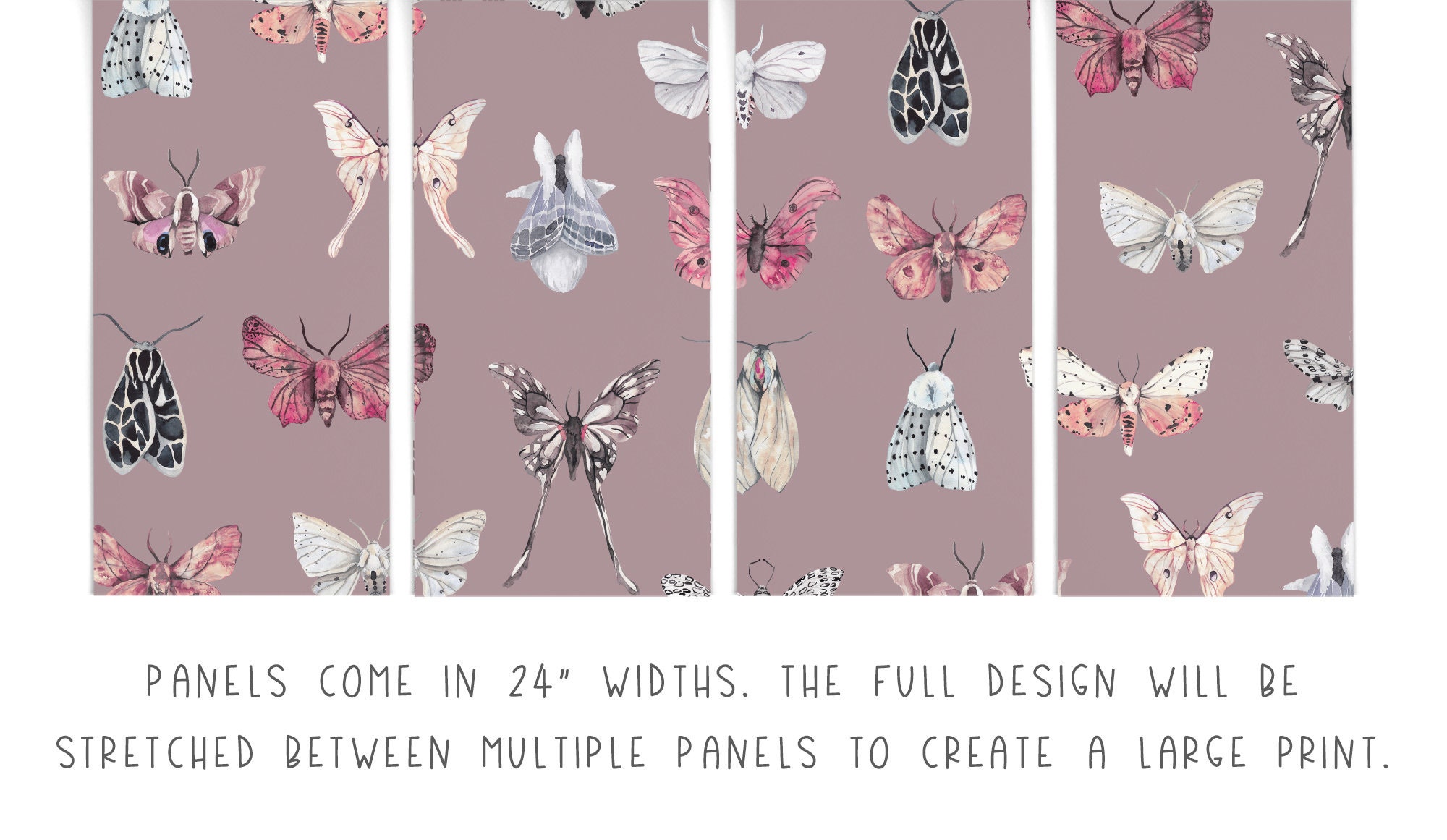 Large Scale Pink Purple Moth Butterfly Wallpaper / Peel Stick Removable ...