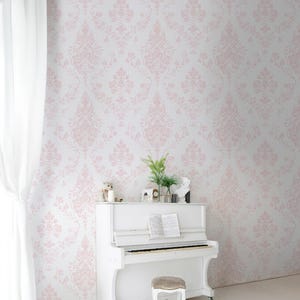 Light Pink Victorian Damask Wallpaper, Peel and Stick Removable, Baby ...