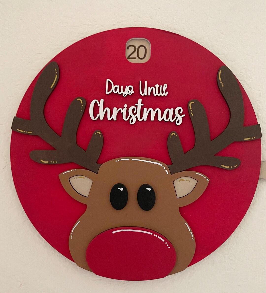 Reindeer Christmas Countdown, Xmas Home Decor, Wall Hanging Decoration ...