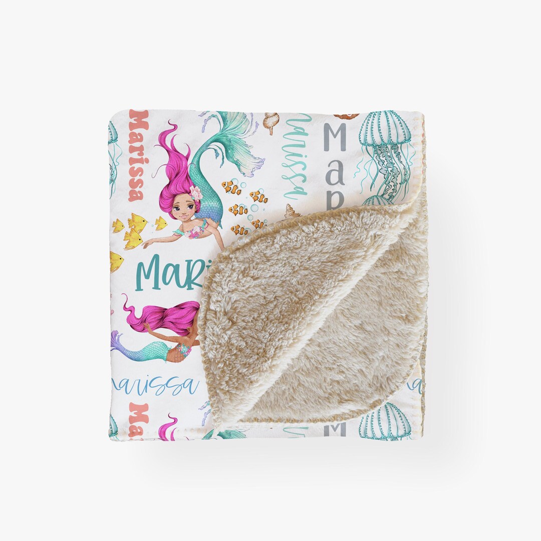 Mermaid Ocean Sea Personalized Name Blanket, Toddler Boy Country Jelly ...