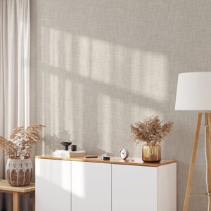 Tan Linen Pattern Wallpaper, Traditional or Peel and Stick Removable ...