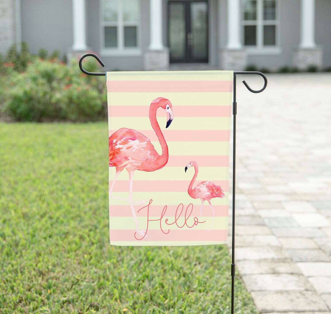 Flamingo Yard Flag, Beach Tropical Sea Decor, Personalized Garden Sign ...