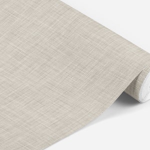 Tan Linen Pattern Wallpaper, Traditional or Peel and Stick Removable ...