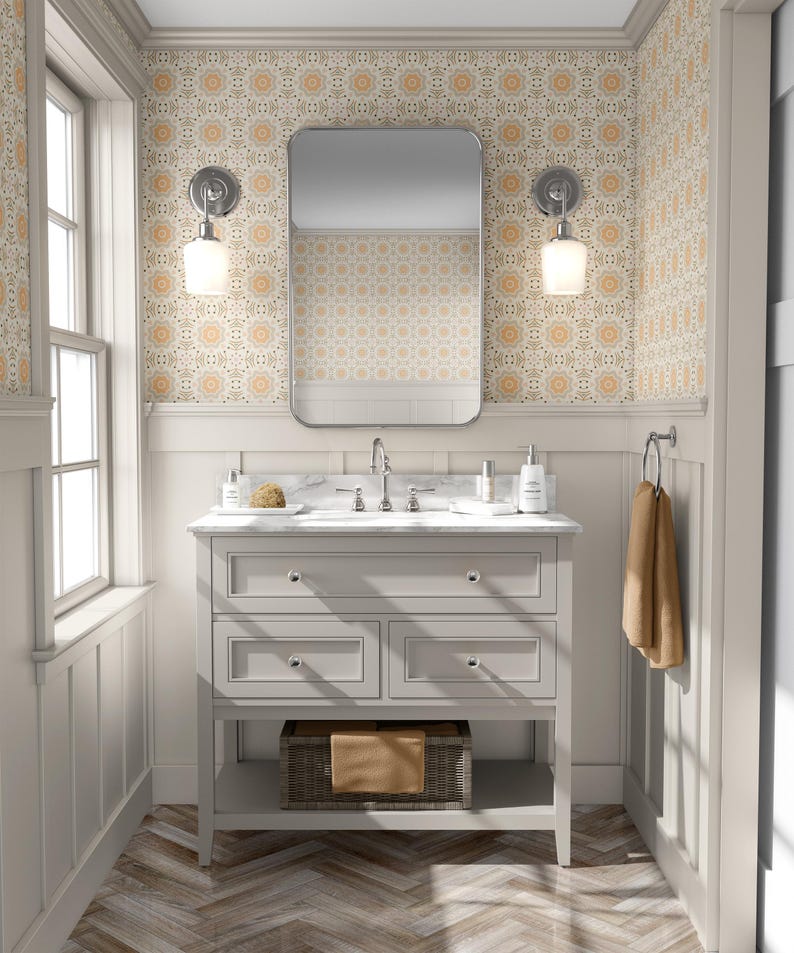 Retro Vintage Scandinavian Wallpaper, Peel Stick Removable, Boho Trendy ...