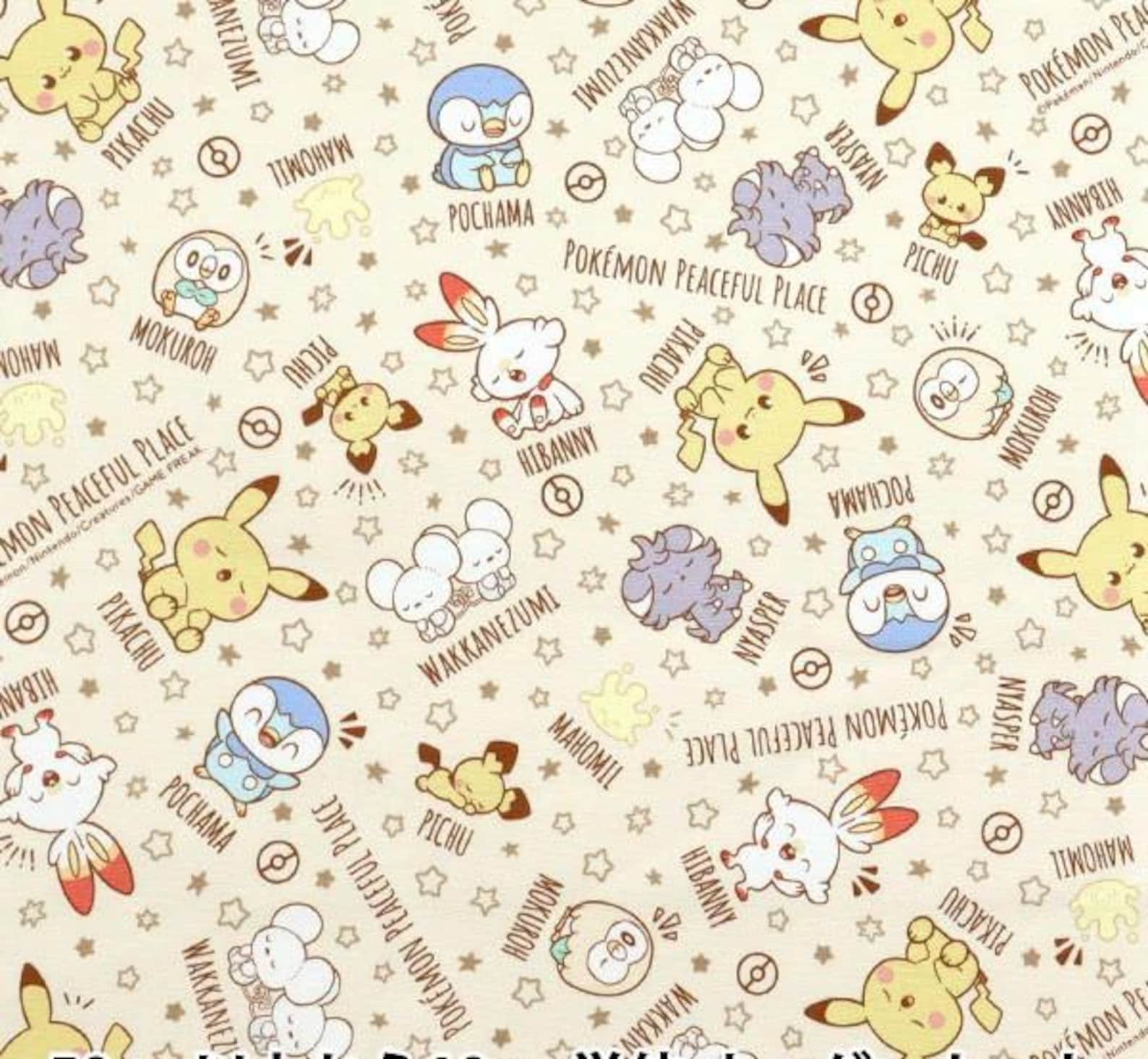 Made in Japan-ox Fabric-100% Cotton-pokemon Beige Purple-printed Fabric ...
