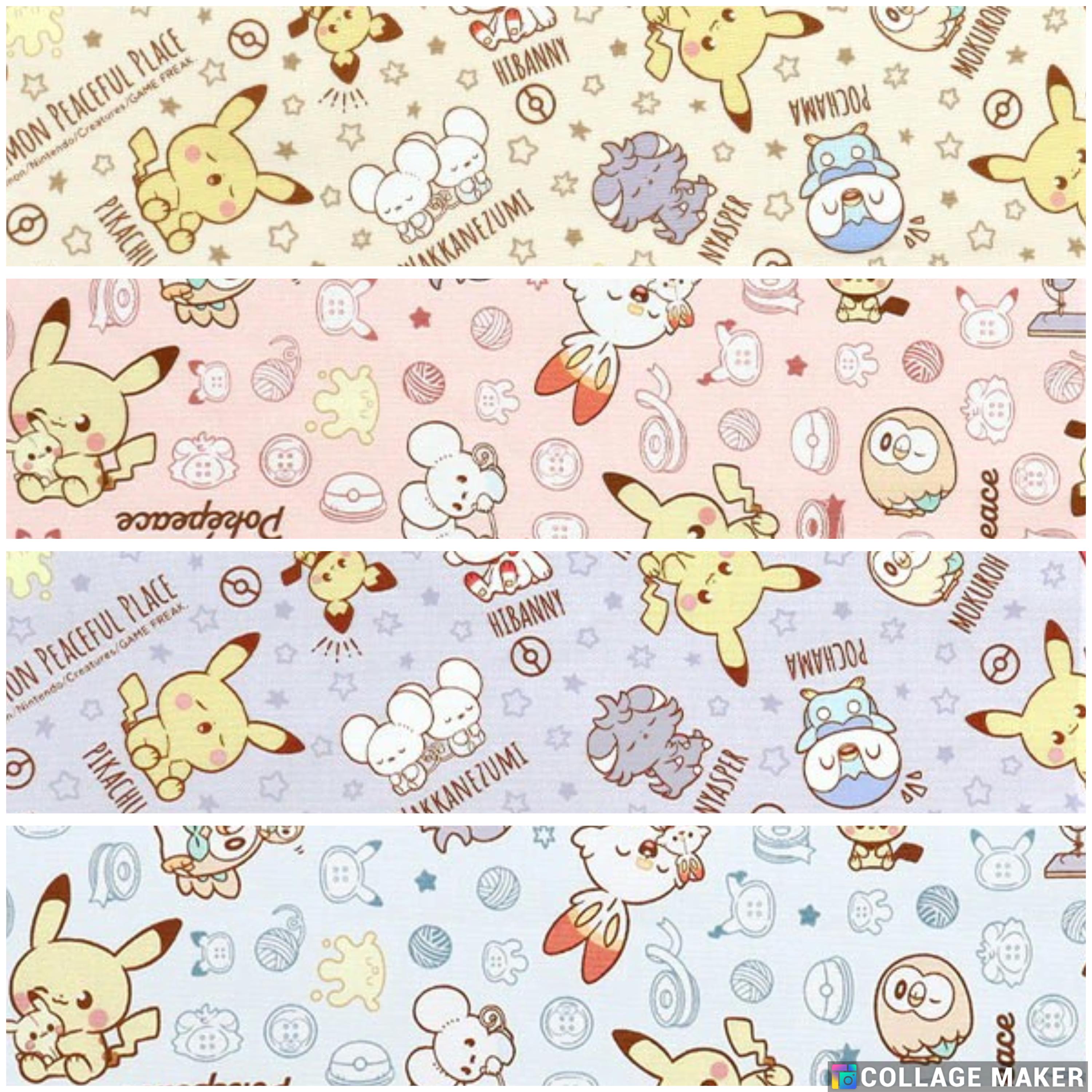 Made in Japan-ox Fabric-100% Cotton-pokemon Beige Purple-printed Fabric ...