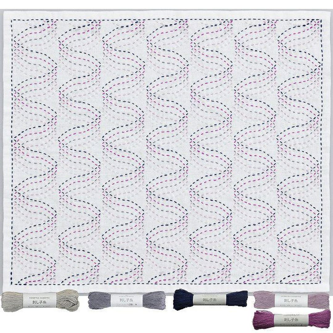 Sashiko Kit "rhythm" | Modern Wave Gradient | Beginner Level 1 | 5 ...