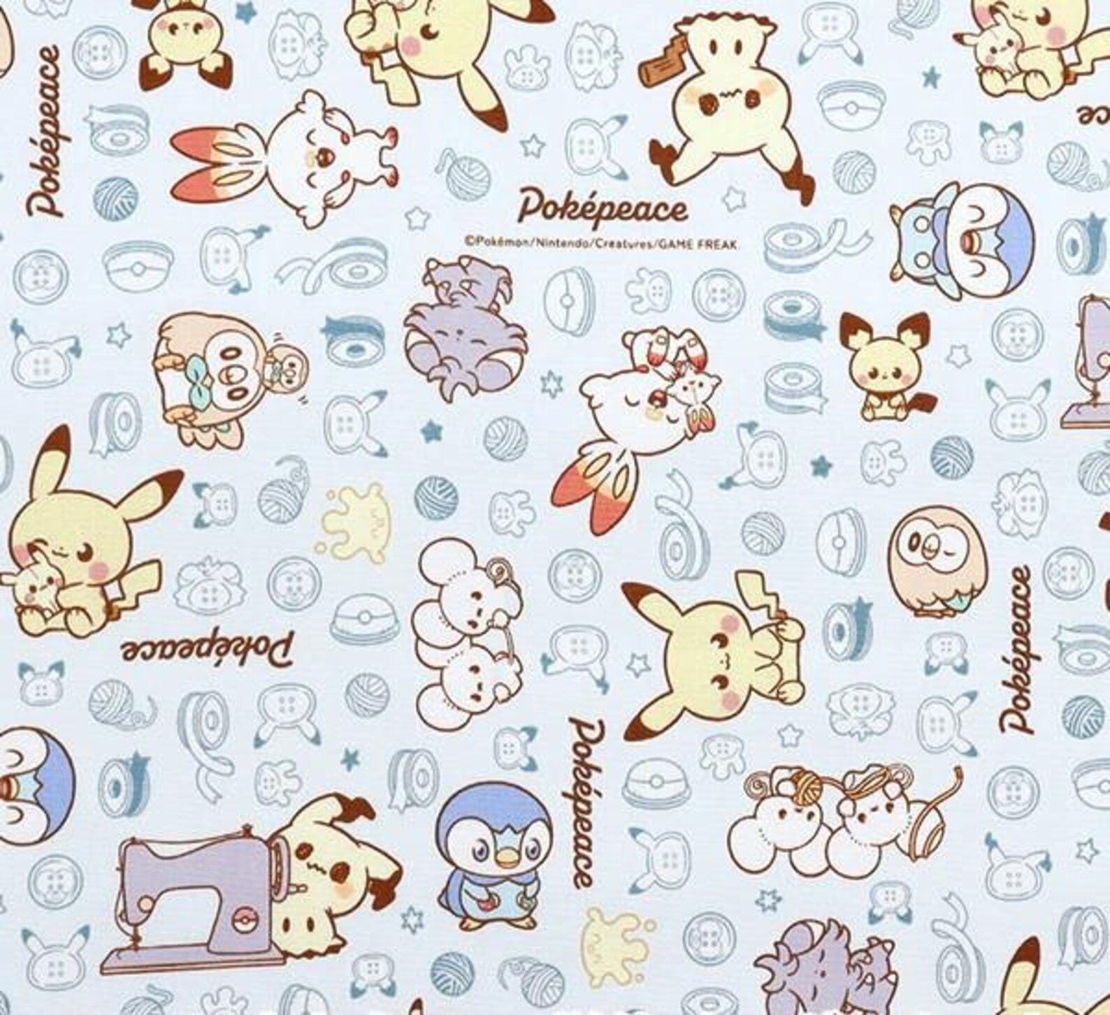Made in Japan-ox Fabric-100% Cotton-pokemon Beige Purple-printed Fabric ...