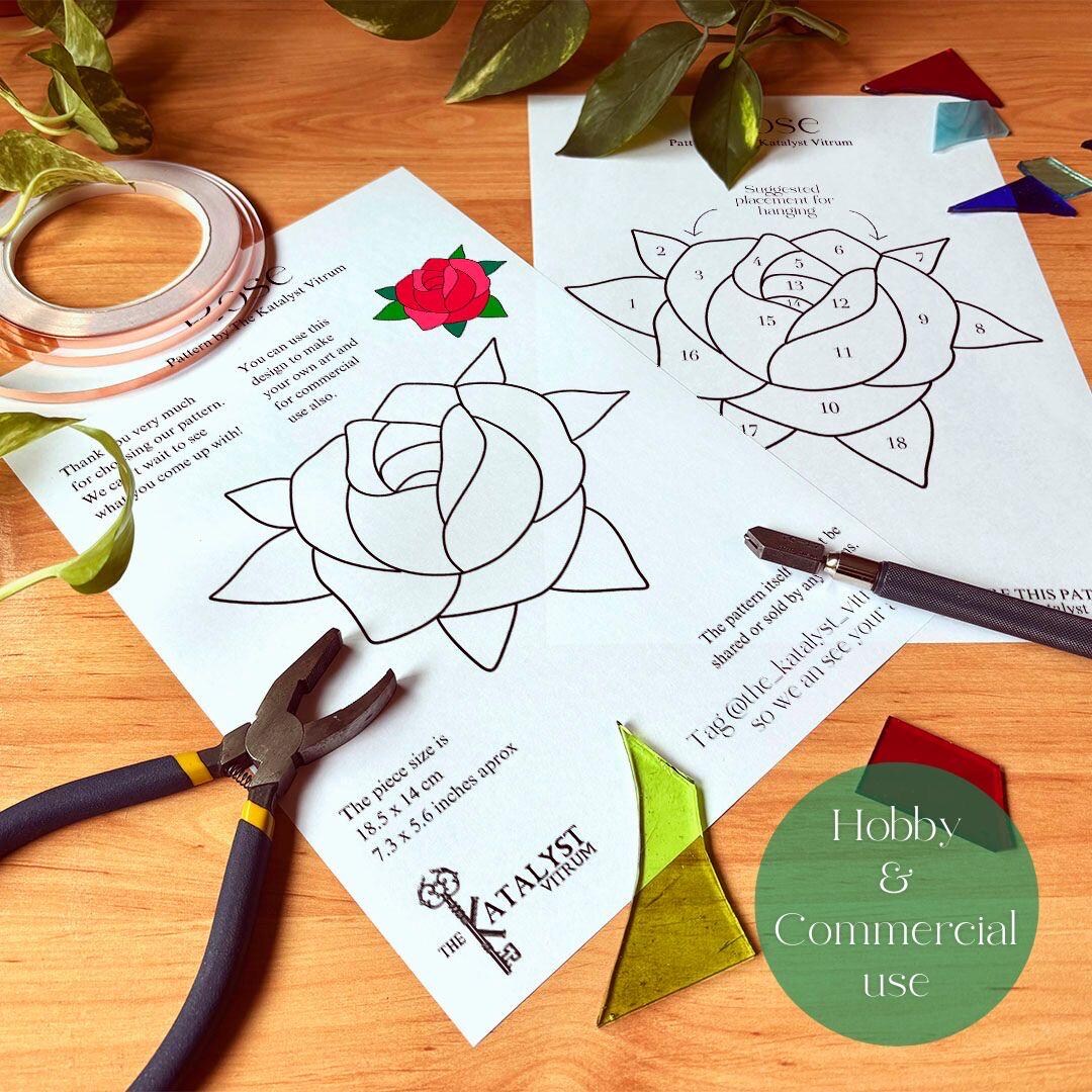 Stained Glass Rose Pattern, Rose Suncatcher, Digital Download, PDF ...