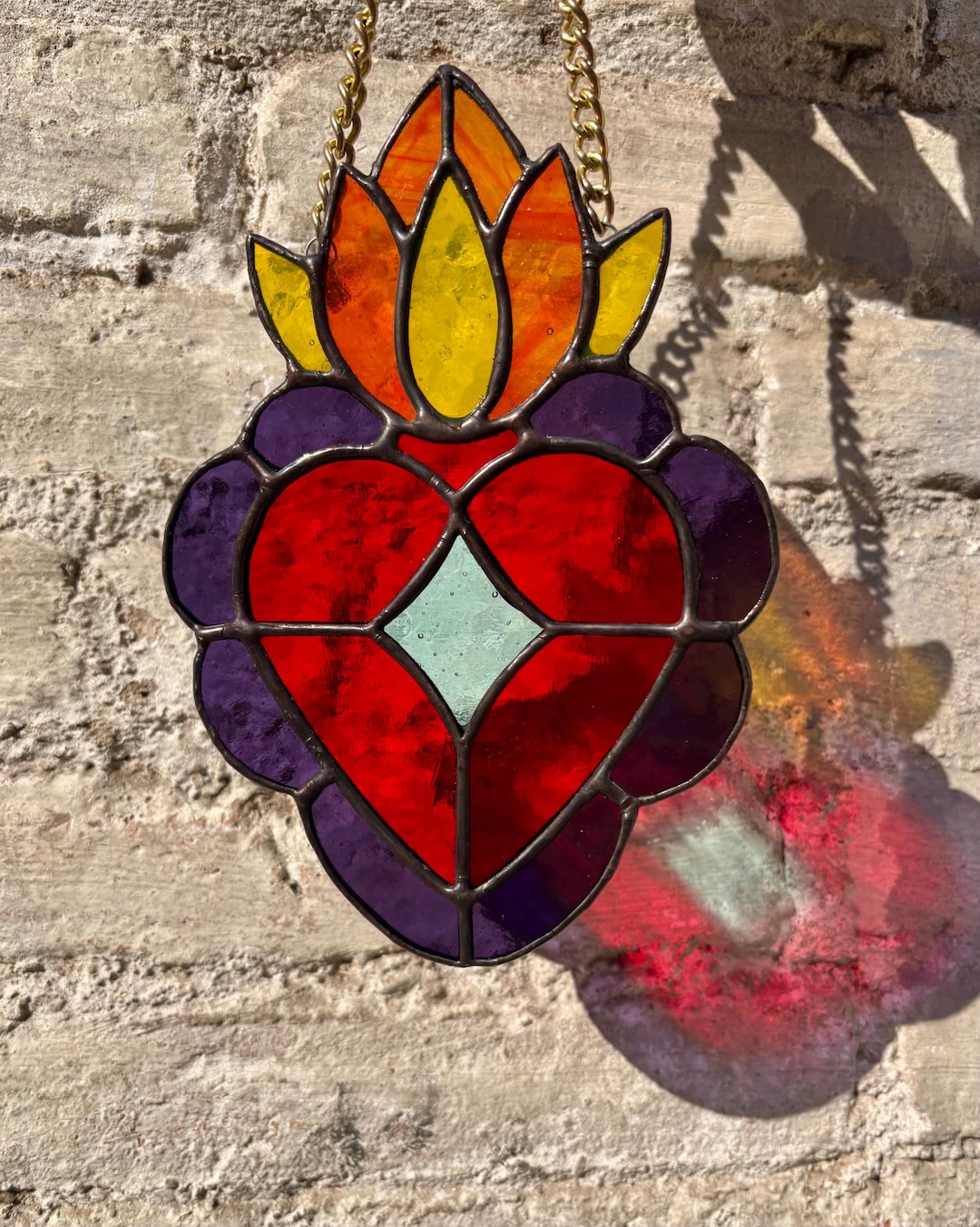 Stained Glass Pattern, Sacred Heart Suncatcher, Digital Download, PDF ...