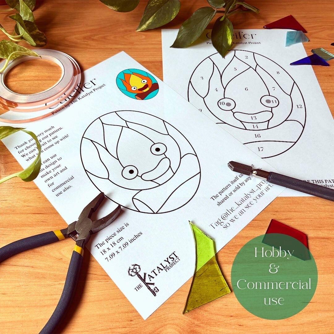 Stained Glass Pattern, Calcifer Suncatcher, Digital Download, PDF ...